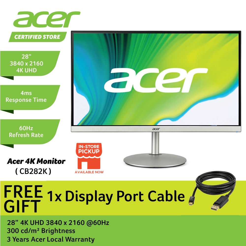 Acer CB282K 28" 4K UHD IPS Monitor ( HDMI, DP, 3 Yrs Wrty ) | Shopee ...
