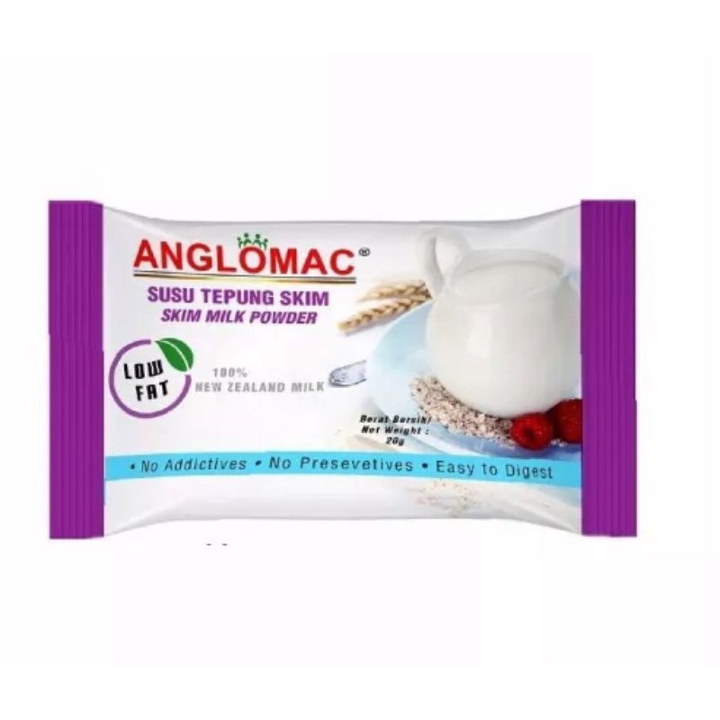 anglomac skim milk powder ( 20g X 25 sachets)Susu skim tepung rendah ...
