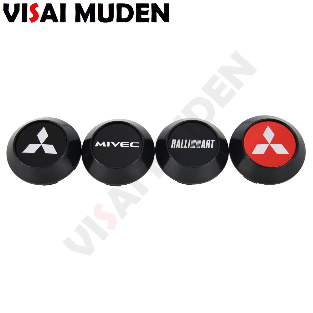 4PCS OD 68MM / ID 62MM Sport Rim Cap MITSUBISHI RALLIART MIVEC Logo ...