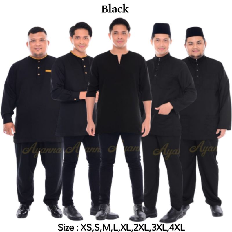 🔥(SIZE XS-4XL) TEMA HITAM / BLACK | BAJU MELAYU RAYA 2025 KURTA LENGAN ...