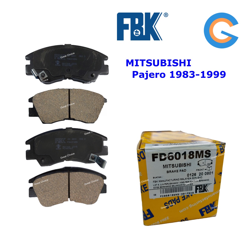 FBK MITSUBISHI Pajero L047 L049 Front (Depan) Disc Brake Pad FD6018MS ...
