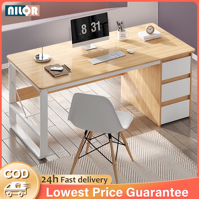 NR 120CM Computer Office Table With Drawer Cabinet Home Study Table ...