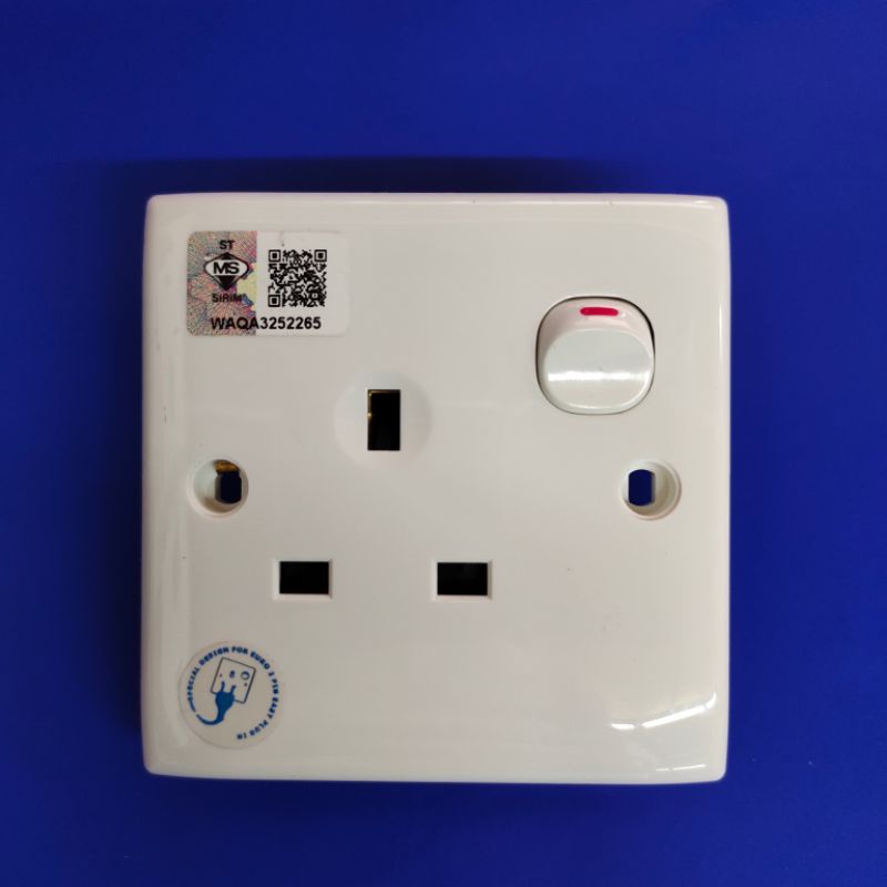 13A 1Gang switch socket outlet & PVC Base | Shopee Malaysia