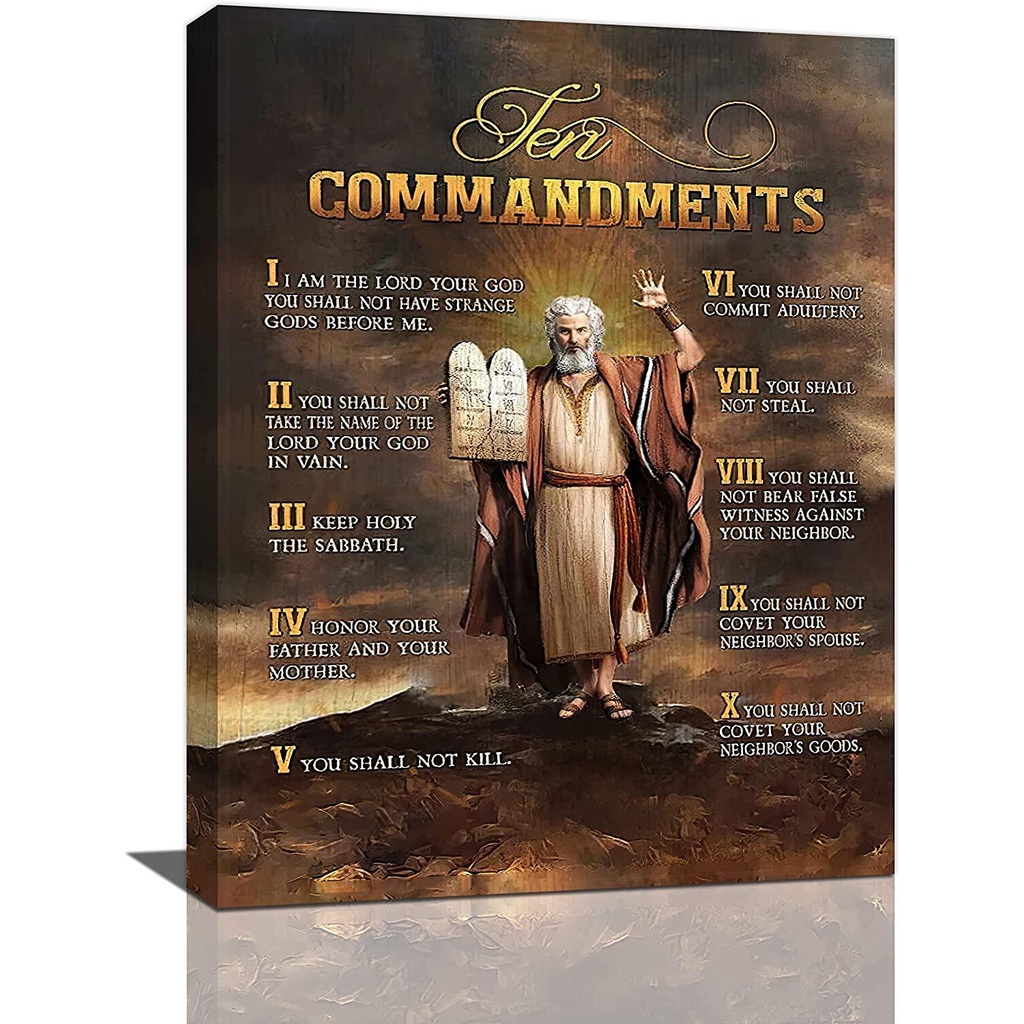 Vintage The Ten Commandments Wall Decor Christian Motivational Wall Art ...