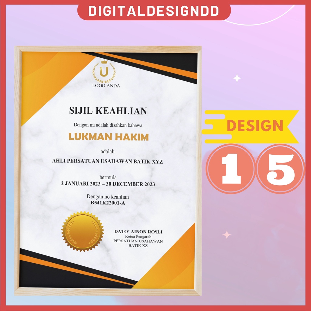 Sijil digital 48 template digital certificate pelbagai pilihan edit ...
