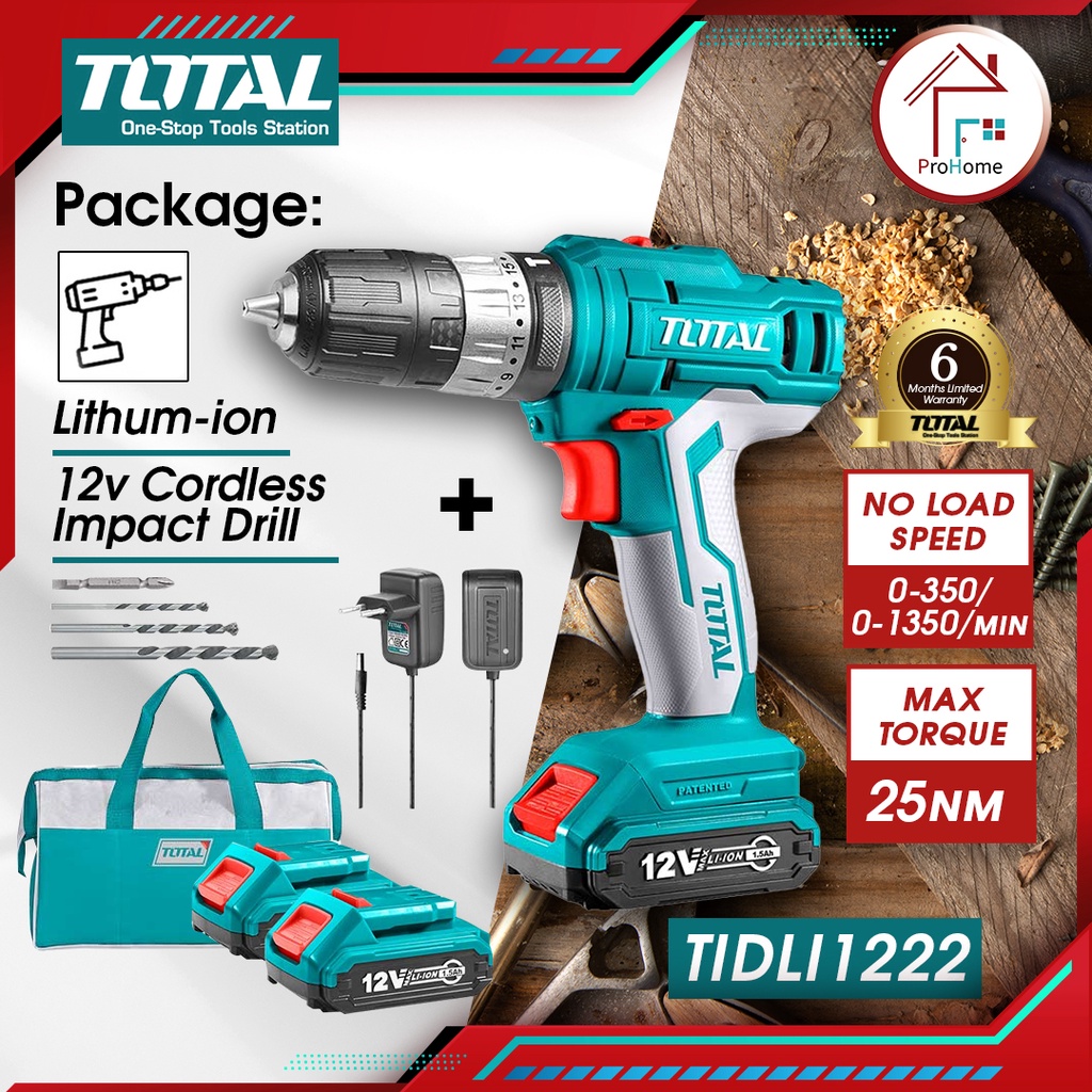 *FREE GIFT* TOTAL 12V LITHIUM-ION CORDLESS IMPACT DRILL TIDLI1222 ...