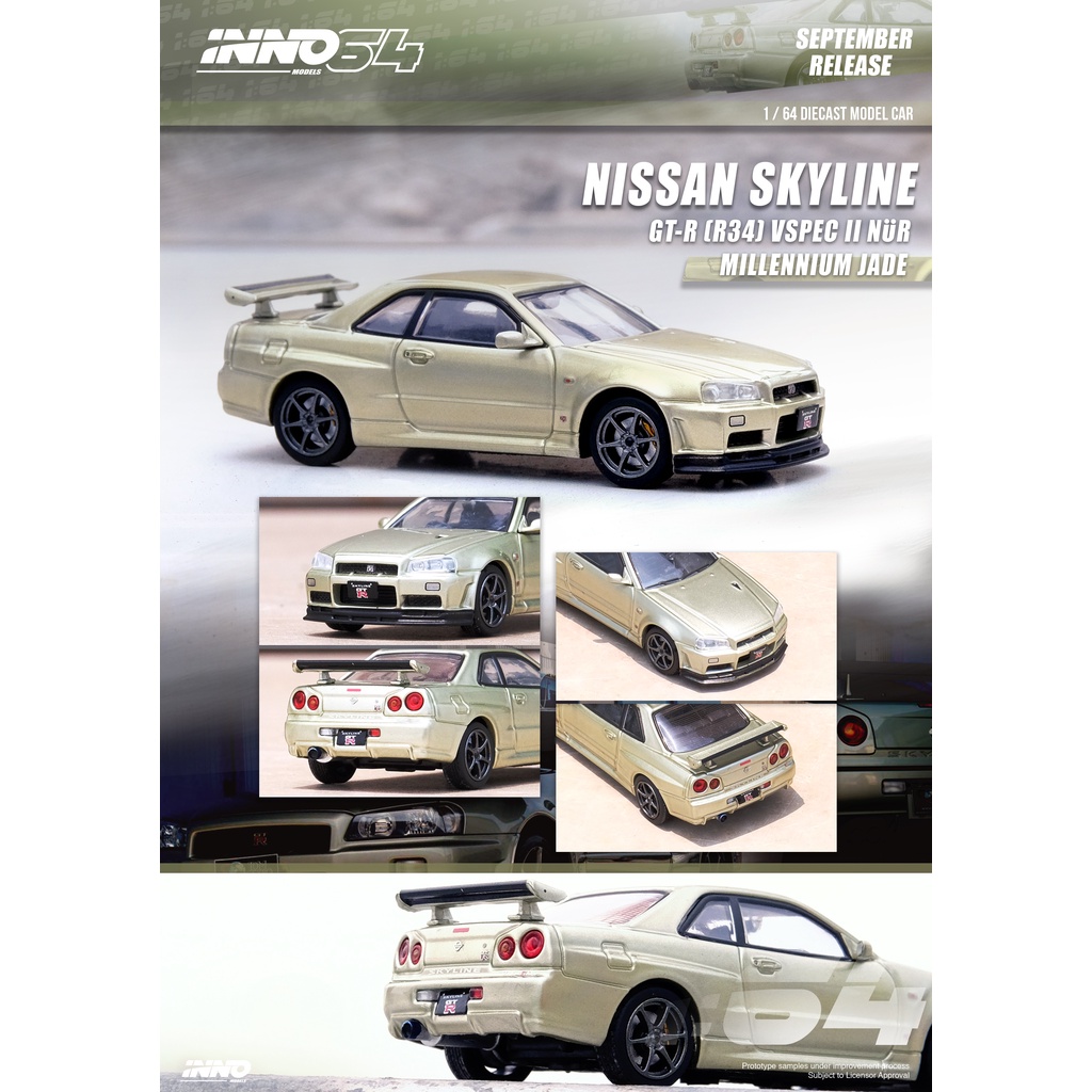 (NOT SEALED FOC PROTECTOR) INNO MODELS INNO64 1/64 NISSAN SKYLINE GT-R R34 VSPEC II NUR ...