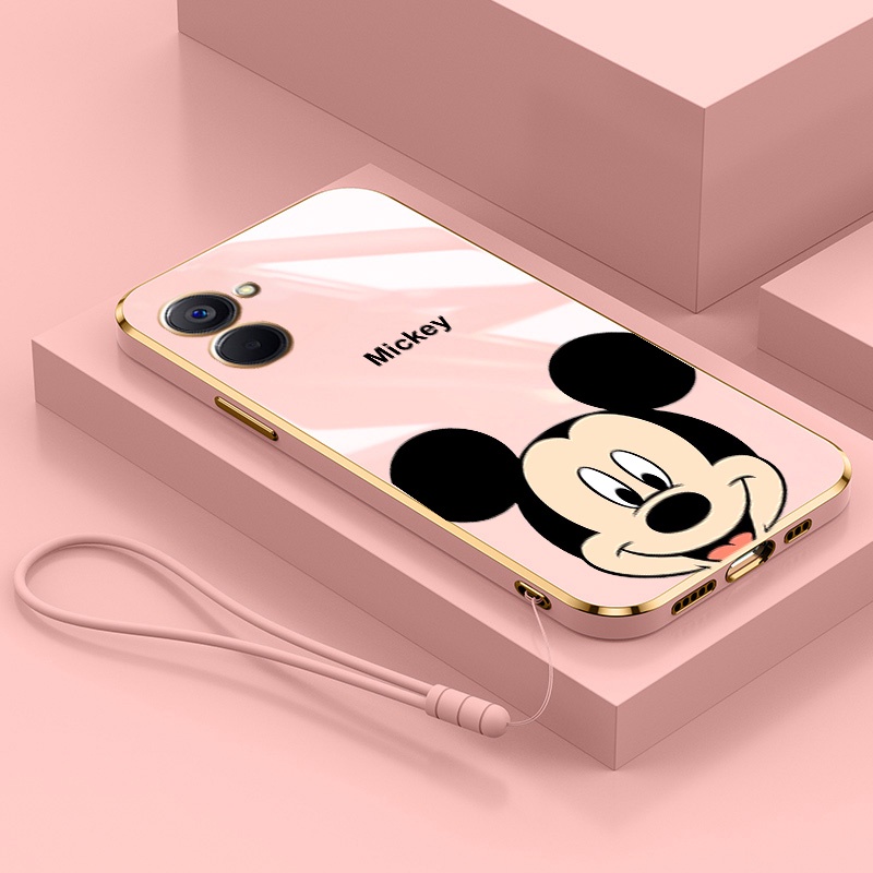 Realme C63 C53 10 Pro+ Plus 2022 Luxury Cute Mickey Mouse Casing Square ...