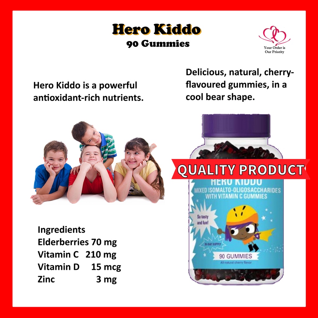 Shaklee Kids Hero Kiddo - Mixed Isomalto-oligosaccharides with Vitamin C Gummies (90 Gummies ...