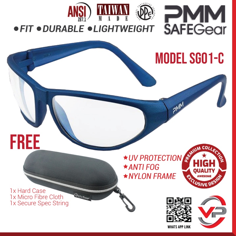 SAFEGEAR SGO1 ANTI FOG SAFETY GLASSES SPEC SAFETY ANSI Z87 ASIAN FIT ...