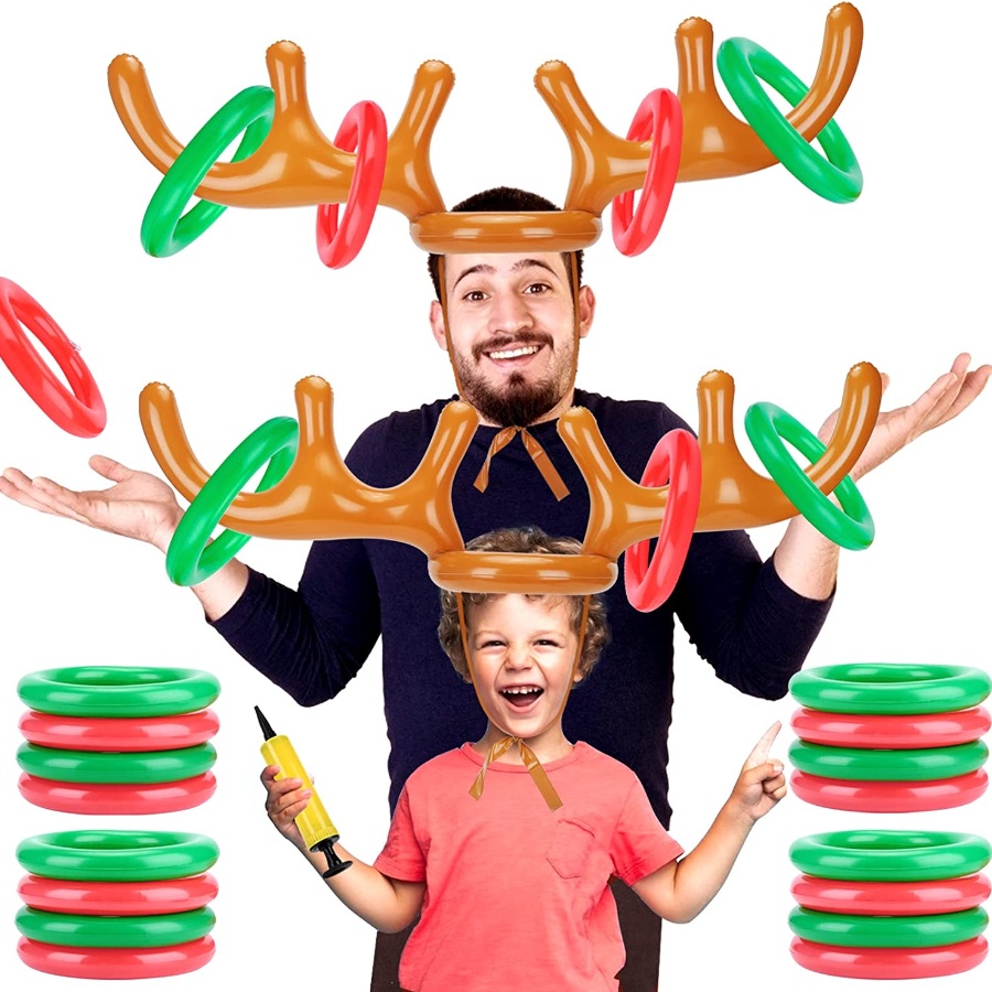 Inflatable Antler Throwing Ring Toy Christmas Animal Party Family ...