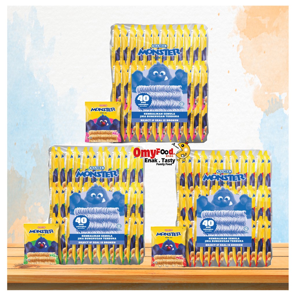 25g x 30pcs Mamee Monster Snek Mi [BBQ / Ayam / Pedas] [OmyFood ...