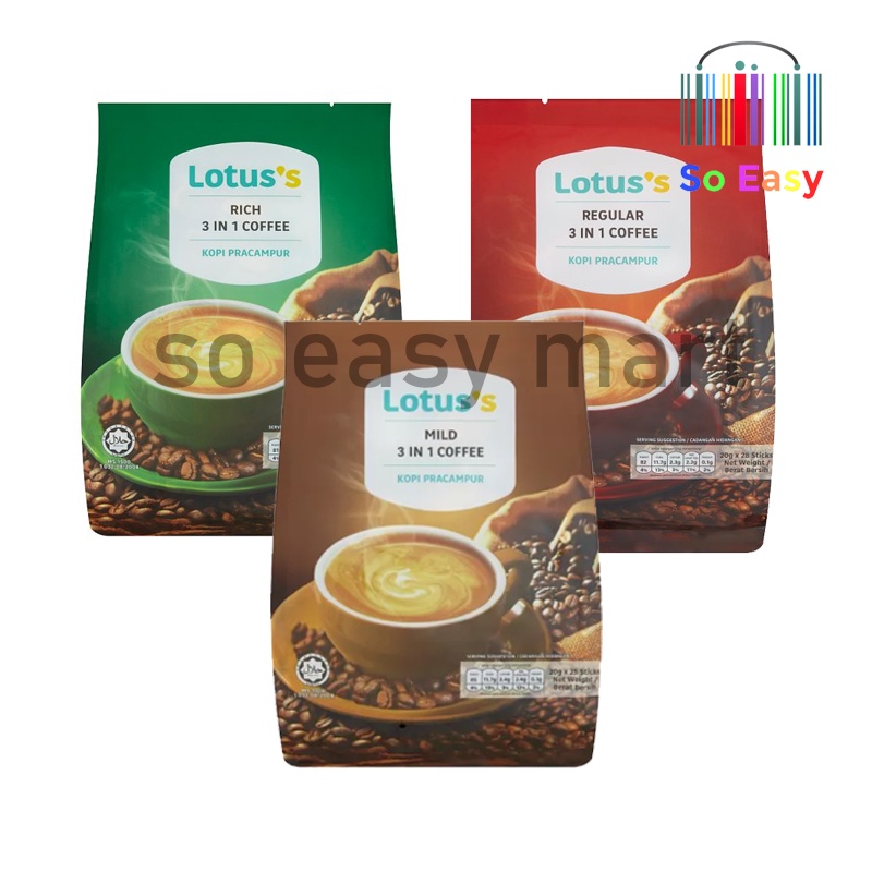 Lotus's Mild/Rich/Regular 3 in 1 Coffee 25 Sticks x 20g | Shopee Malaysia