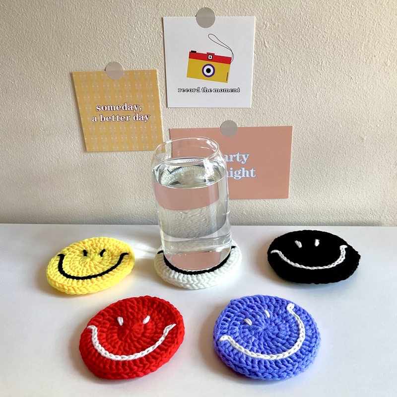 [READY STOCK] Thick Smiley face coaster 😃cute and aesthetic perfect as ...