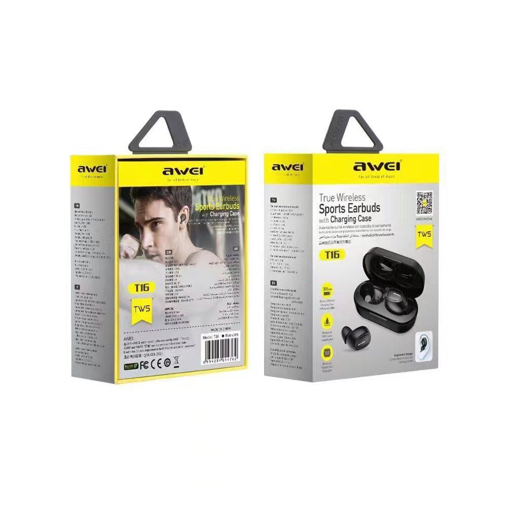AWEI T16 TWS True Wireless Sports Earbuds with Charging Case Waterproof ...