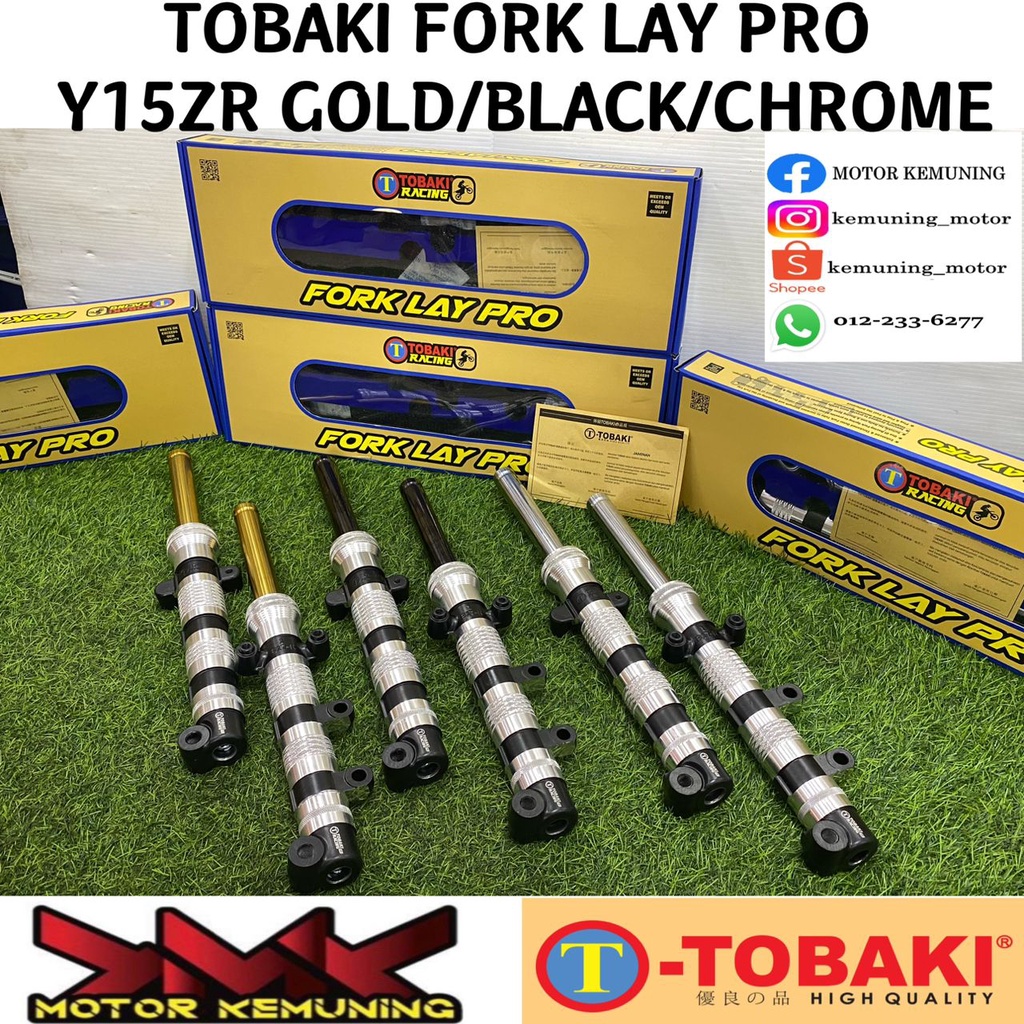 TOBAKI FORK LAY PRO Y15 Y16 135LC 4S 5S LC5S RSX GOLD/BLACK/CHROME(FORK LAY PRO BARU YANG LEBIH ...