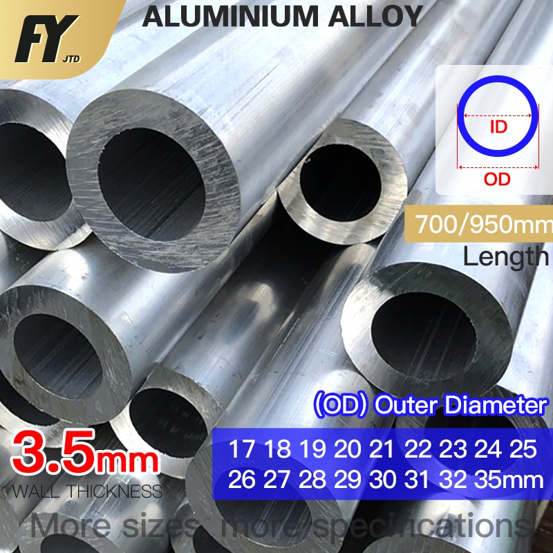 FUYI aluminum tube 3.5mm wall thickness OD 17-45mm pipe 700mm 950mm ...