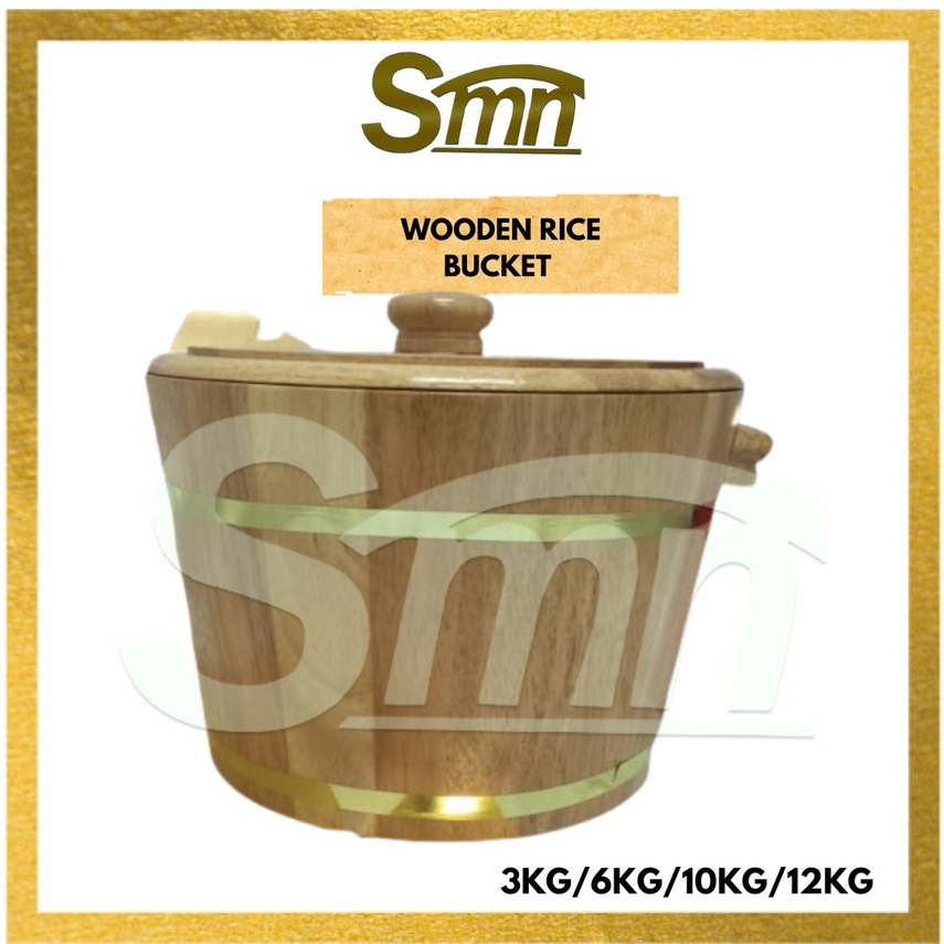 🔥Wooden Rice Bucket 实木木米桶 实拍 传统手工 Baldi beras kayu 3KG 6KG【JocsLim】(CLM ...