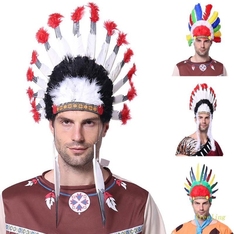 Native American Chief Headdress Indian Costume Feather Hair Dress ...