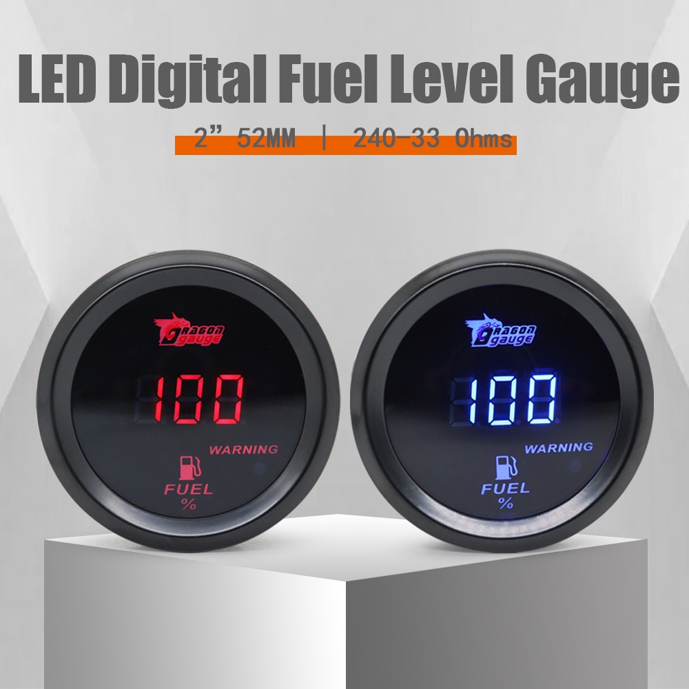 2inch 52MM Fuel Meter Digital Display Car Fuel Level Gauge 240-33 Ohms ...