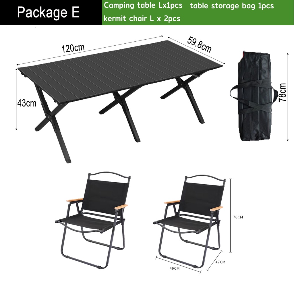 camping table camping chair full set all black color | Shopee Malaysia