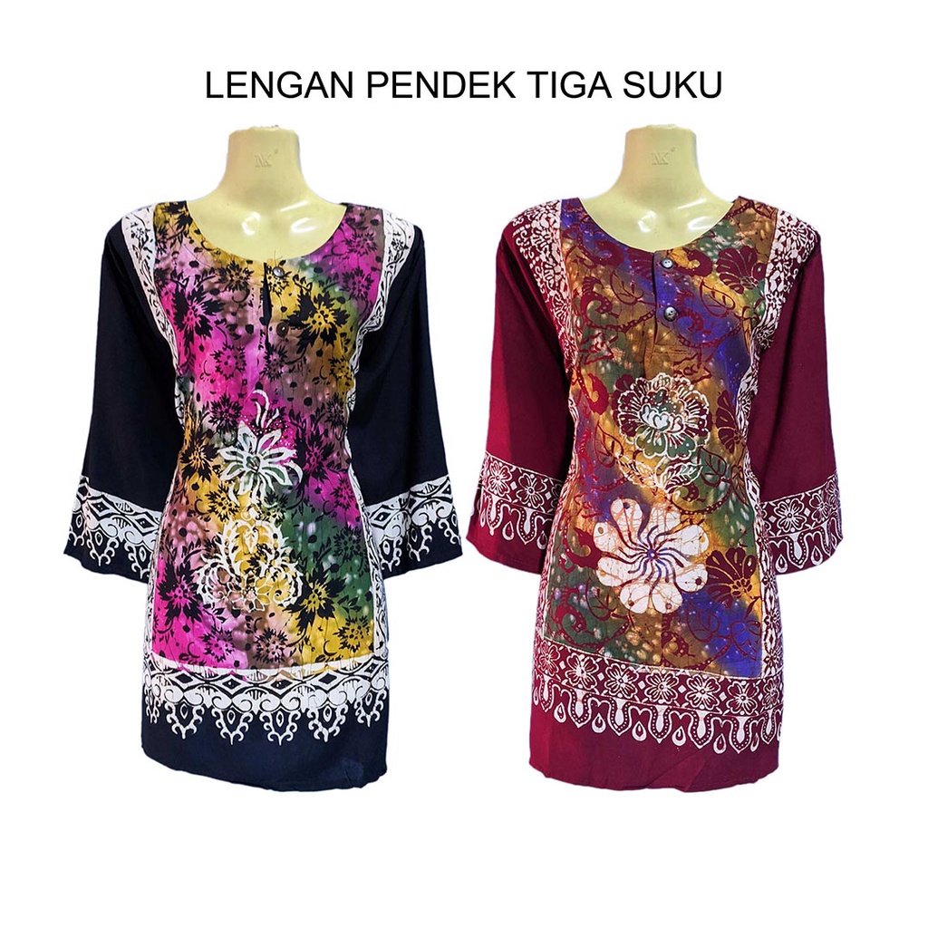 Blouse Batik Solo Tugu Agung Lengan Tiga Suku 3/4 Cotton | Shopee Malaysia
