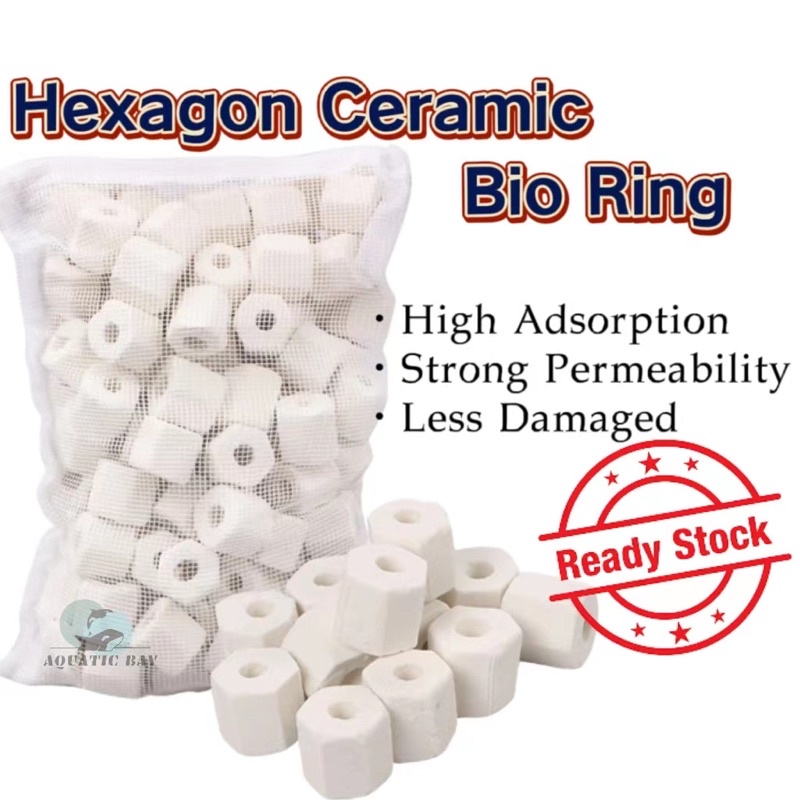 【Ready Stock】500G-5KG Hexagon Ceramic Bio Ring Aquarium Water ...