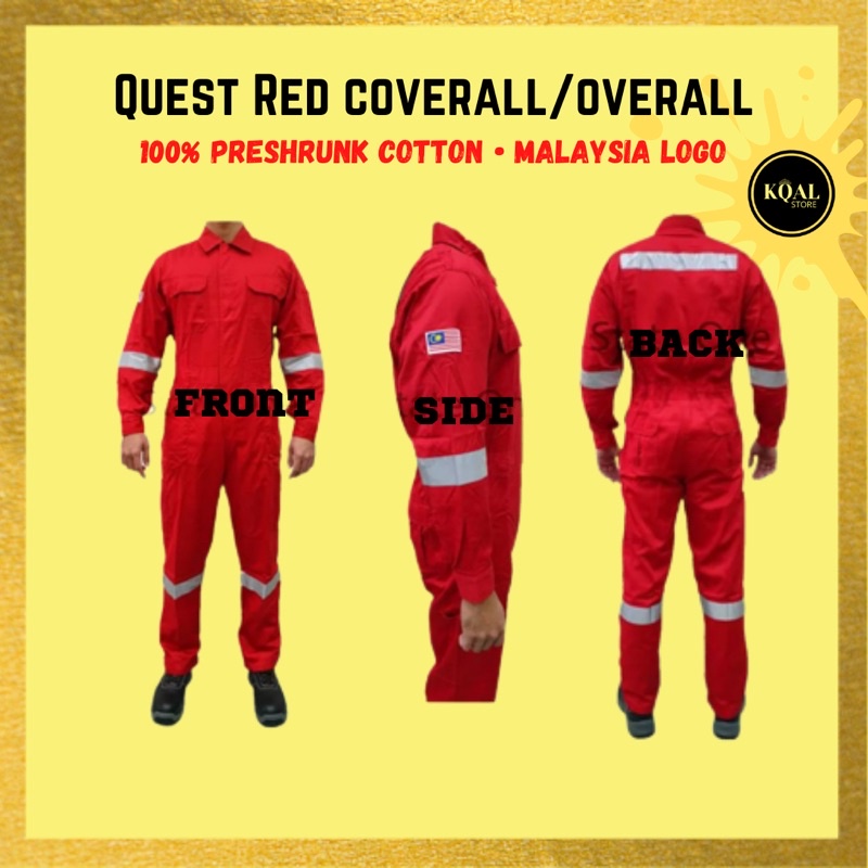 COVERALL RED QUEST (LOGO MALAYSIA) | Shopee Malaysia