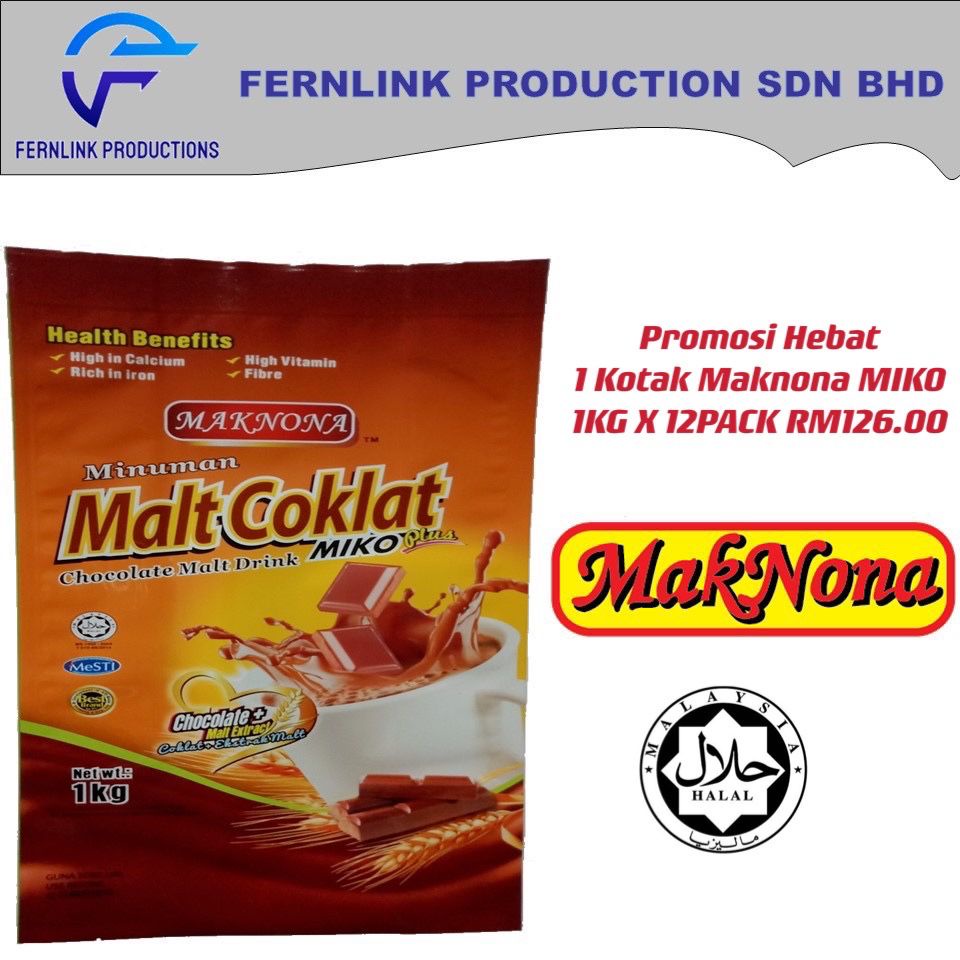 PROMOSI HEBAT! Maknona Chocolate Malt Drink Miko Plus 12 PACK X 1KG (1 ...
