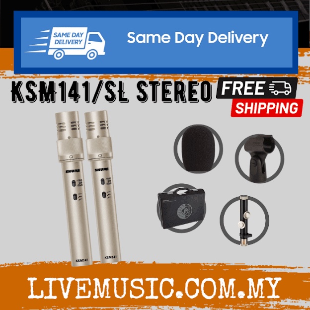 Shure KSM141/SL STEREO Condenser Microphone - Stereo Pair ( KSM141-SL ...