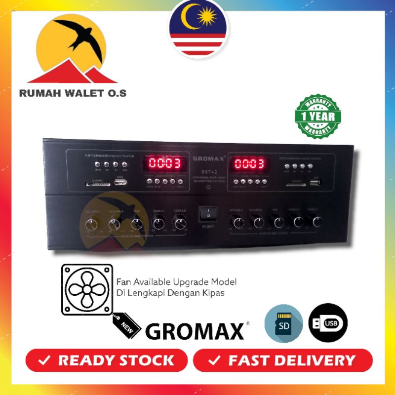 Gromax G4T+2 (2 USB/SD) Swiftlet Professional Amplifier/Khas Untuk ...