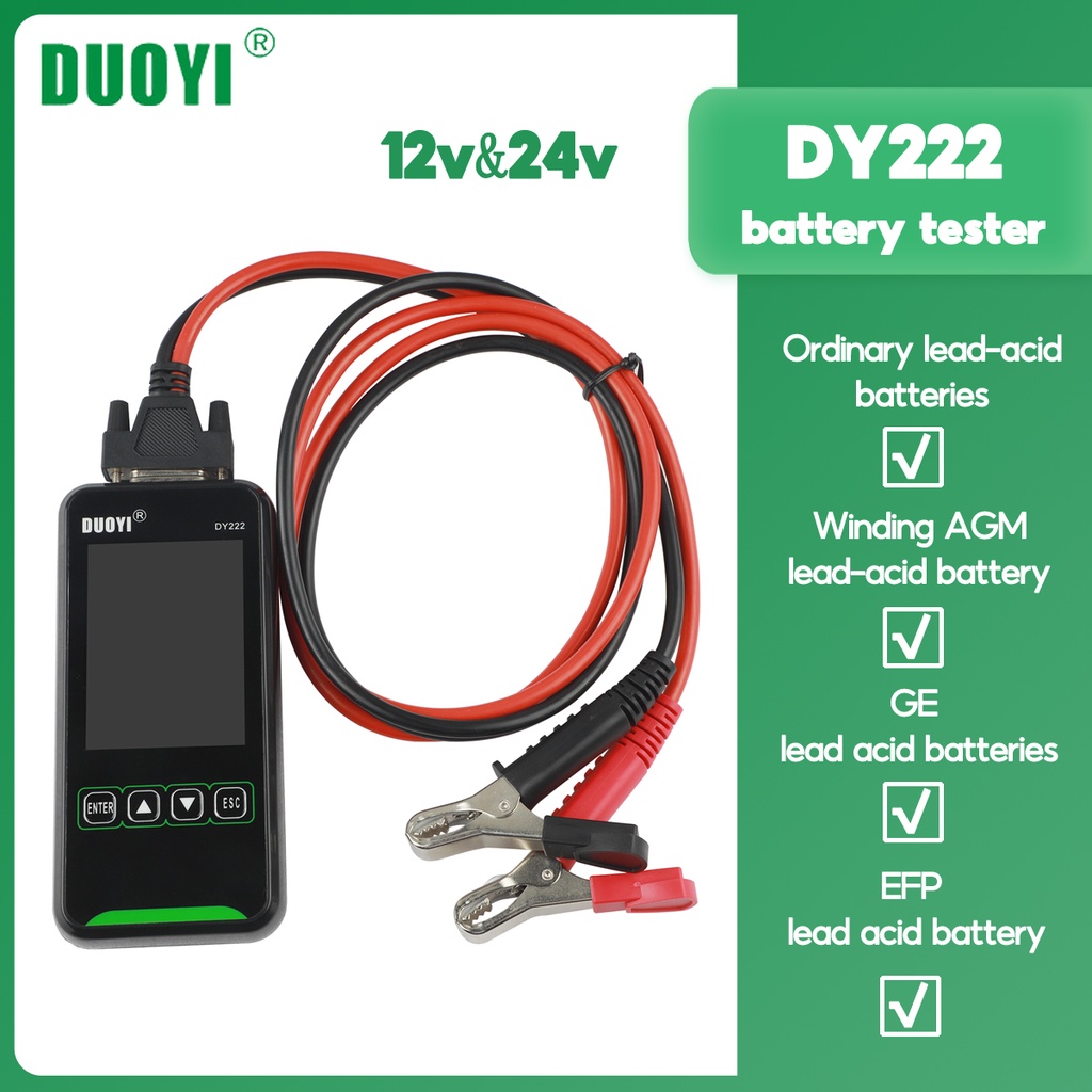 DUOYI DY222 Car Battery Tester 12/24V Automotive Lead-Acid Battery ...