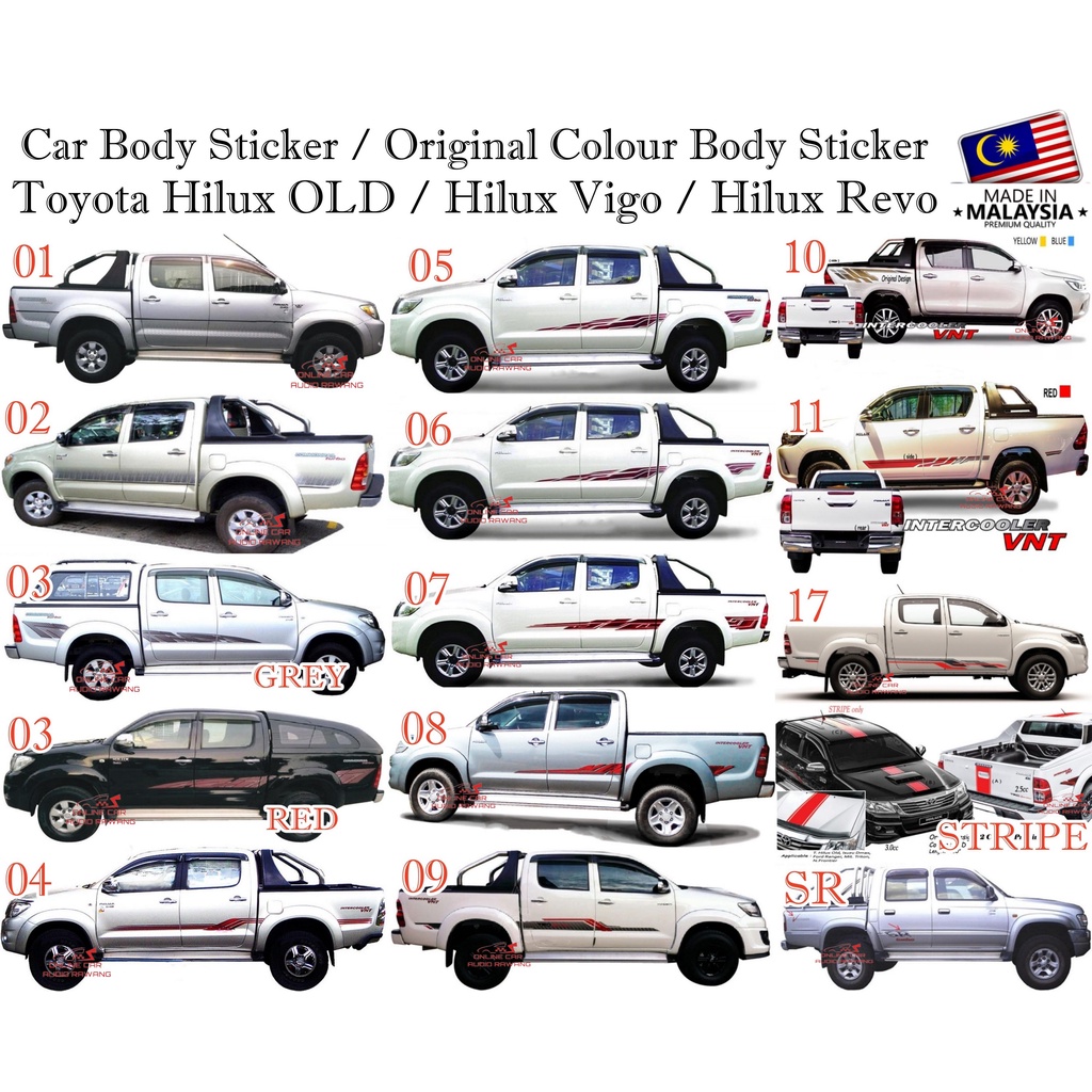 Toyota Hilux Vigo Hilux Revo Hilux 2.4 2.5 2.8 3.0 Car Body Sticker ...