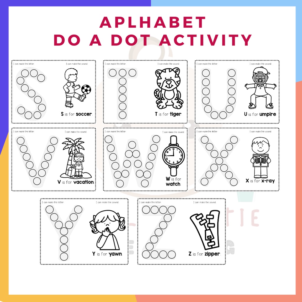 LITTLE CUTTIE Capital Letter Alphabet Do a Dot Worksheet Montessori ...