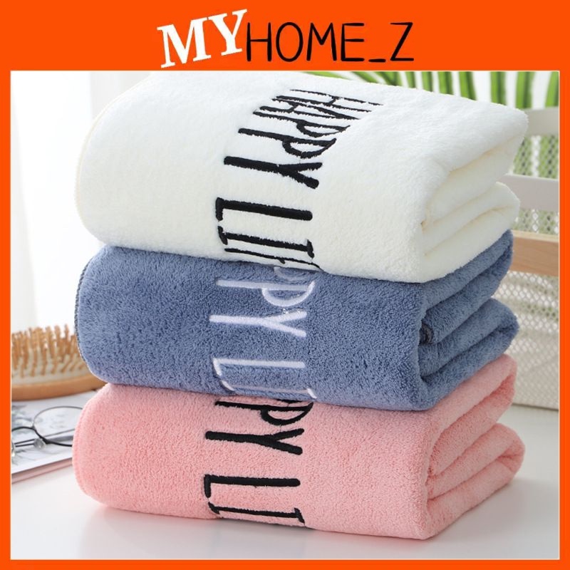 MYHZ_ Happy Life Face Hand Towels 70 x 32cm 3 Colours Tuala Muka Door ...