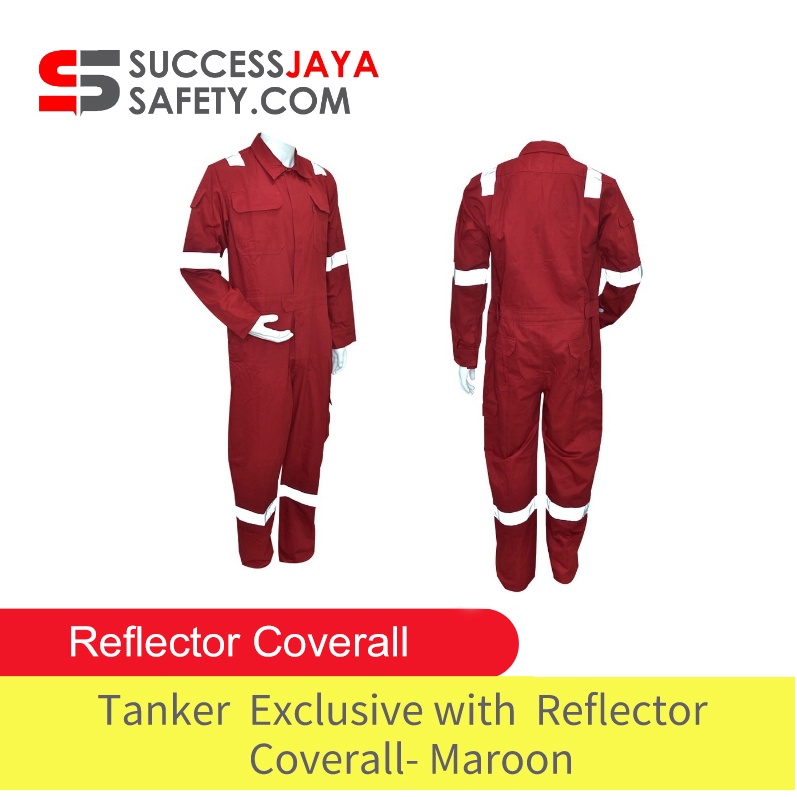 Tanker Exclusive Reflector Coverall Maroon Size S 4XL Safety Jacket men ...