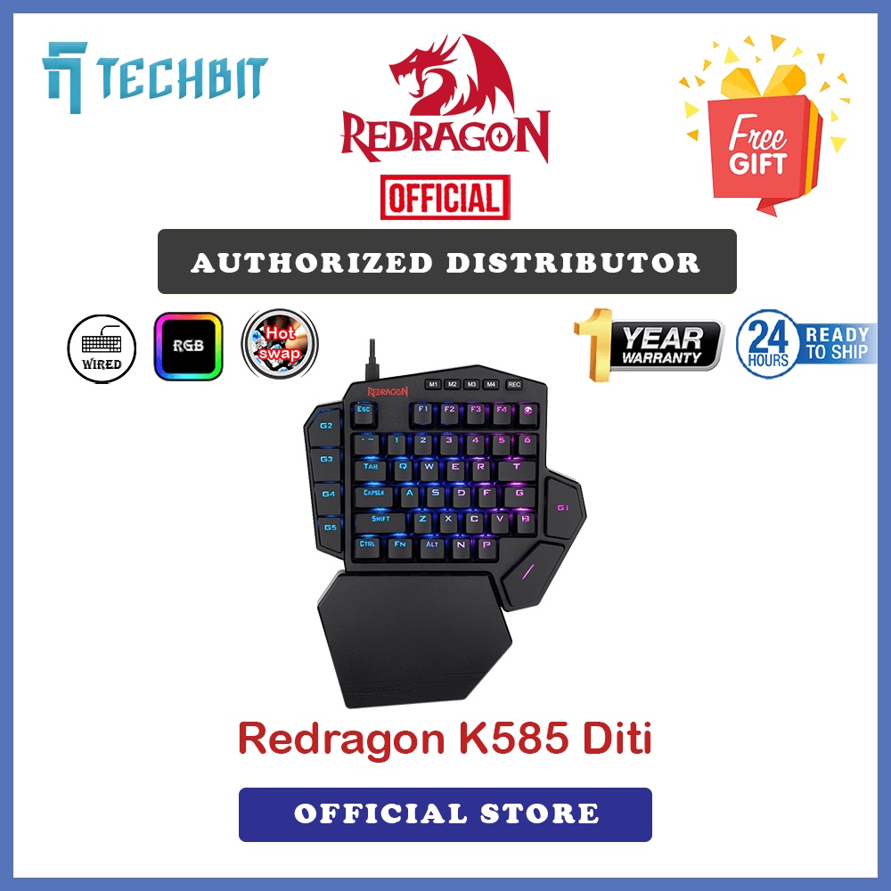 Redragon K585 RGB DITI One-Hand Hotswap Mechanical Gaming Keyboard 42 ...