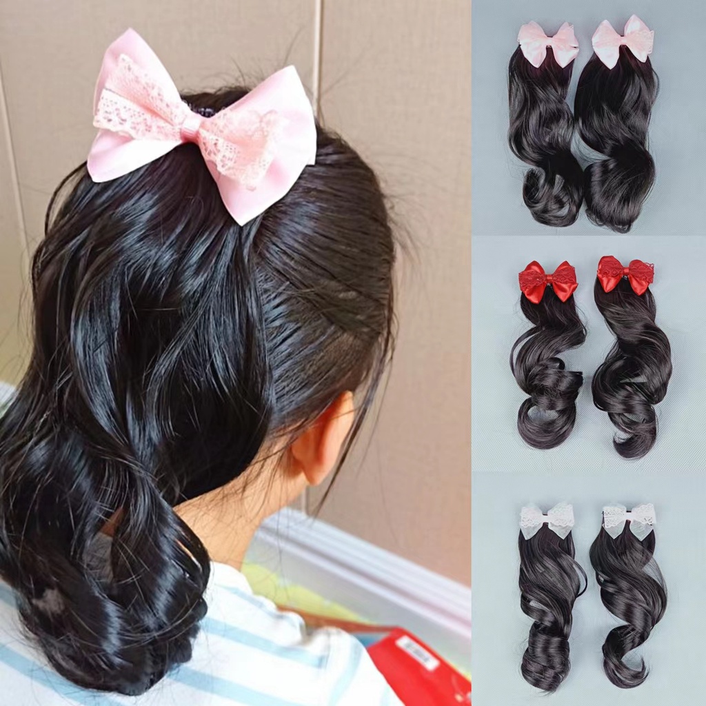 Girl ponytail hairpiece with bow ponytail Children Princess hair ...