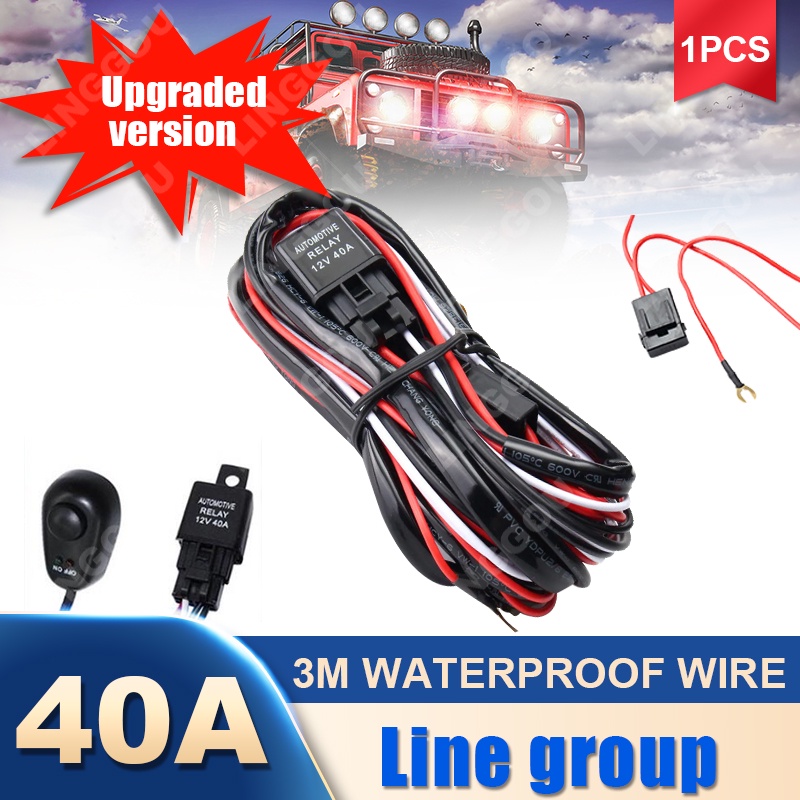 LED Light Bar Cord 40A 12v 24v Wiring Harness Relay Loom Cable Fog Lamp ...