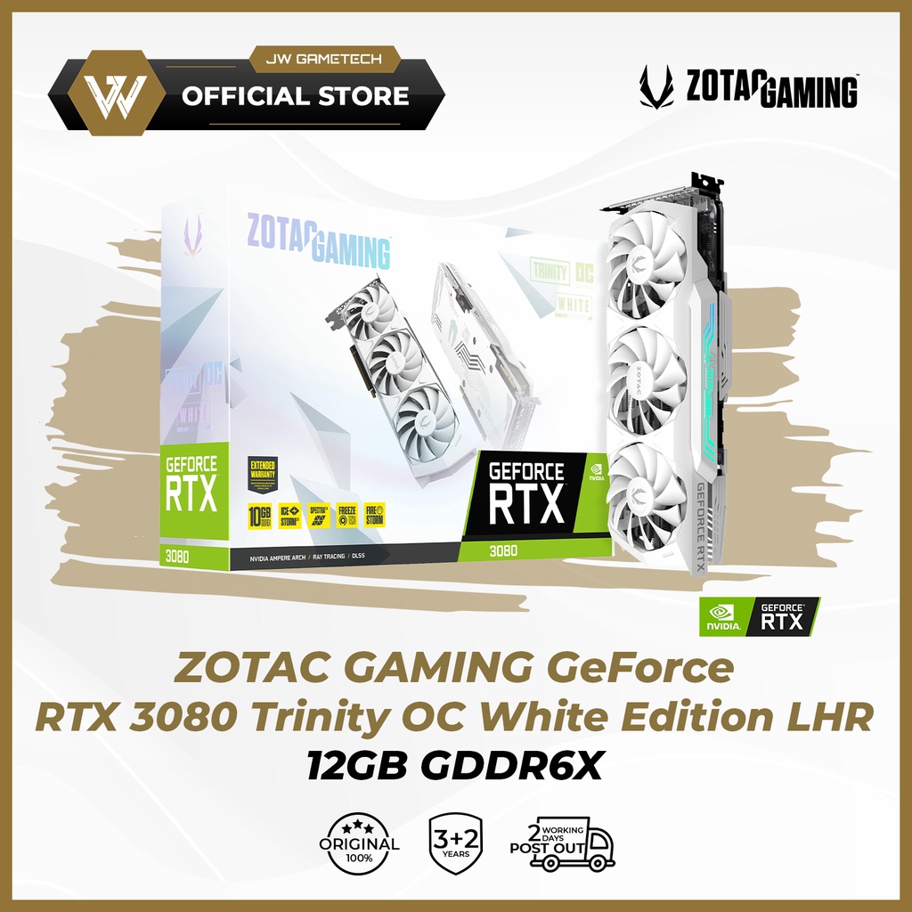 ZOTAC GAMING GeForce RTX 3080 Trinity OC White Edition LHR 10GB GDDR6X | Shopee Malaysia