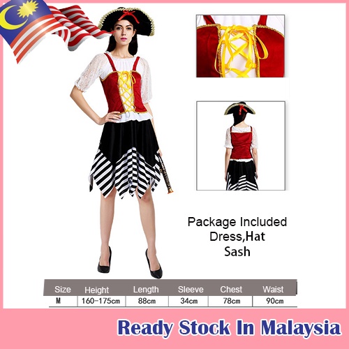 Adult Woman Lady Pirate Costumes Halloween Party Carnival Masquerade