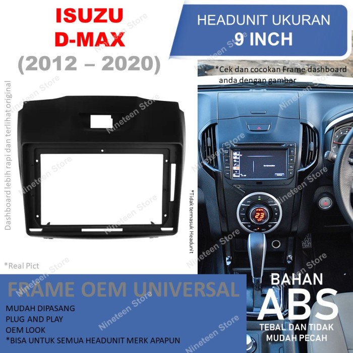 Isuzu Dmax D-Max MUX MU-X Panel Frame for 9 Inch Android Head unit ...