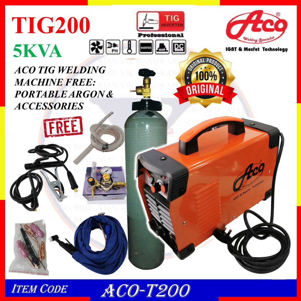 ACO-T200 | TIG 200 ACO TIG WELDING MACHINE FREE: PORTABLE ARGON ...