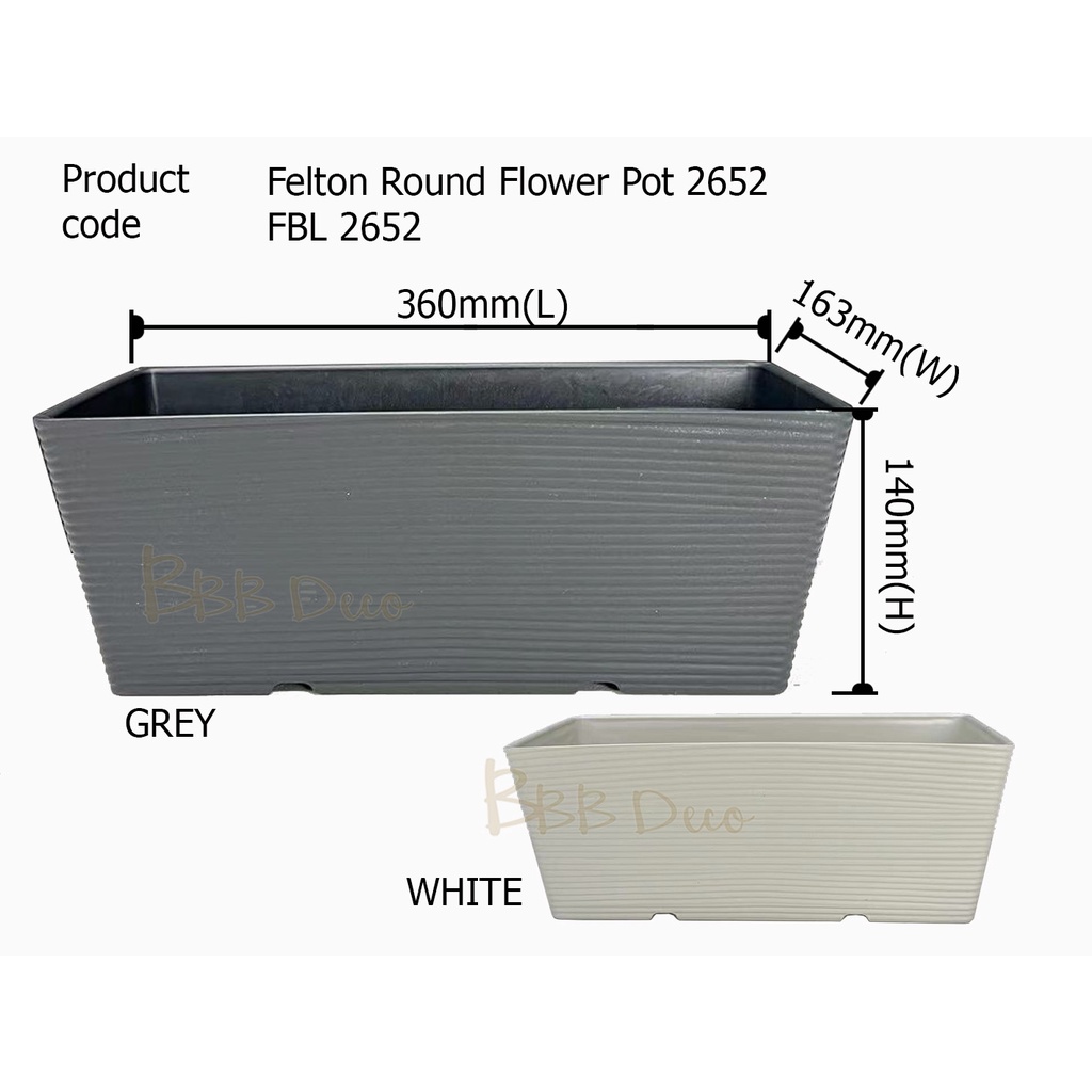 FELTON RECTANGLE FLOWER POT 2652 /PASU BUNGA SEGI EMPAT PLASTIC 2652 ...