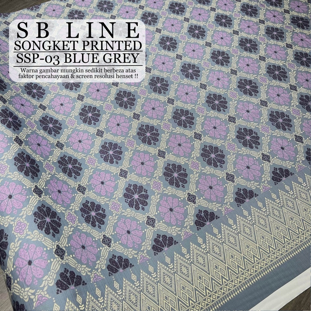Kain Songket Printed SB Line Cotton Lavenzi Lavinzi Silk De Japan Kain ...