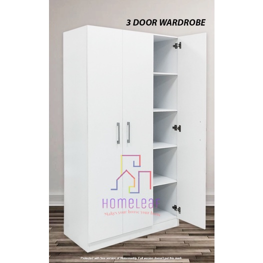 Homeleaf 3 Door Wardrobe Almari Baju Cabinet Storage Organizer Nordic ...