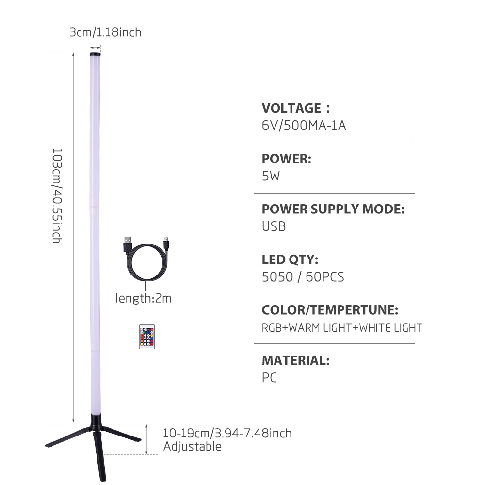 Dingdian LED Standing LED Floor Lamp 5W(RGB+Warm White Colors,Multi ...