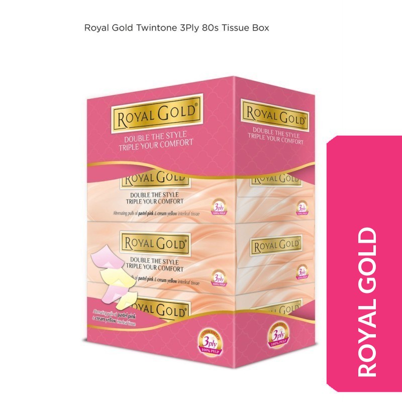 ROYAL GOLD TWIN TONE 3PLY INTERLEAF TISSUE 4'S X 80SHEET | Shopee Malaysia