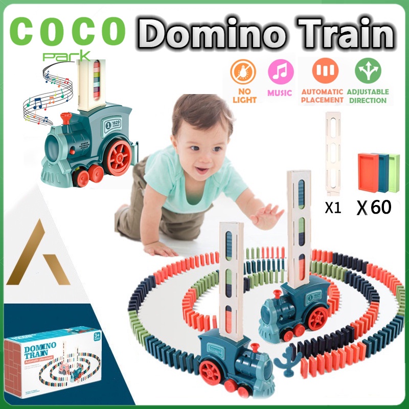 Domino Train Toy Automatic Moving Block Play Train Mainan Kereta Api ...