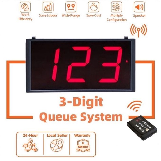Wireless Queue System / 3-Digit Wireless Call System / Wireless Numbering Call System | Ding ...